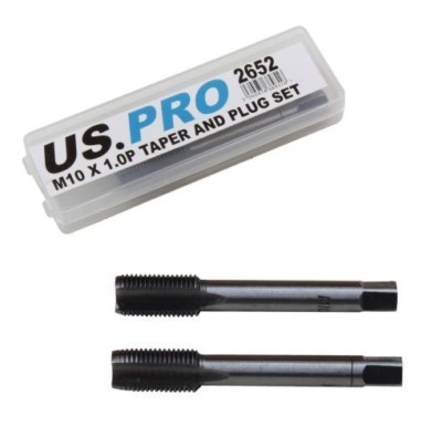 M10 x 1.0mm THREAD TAPER & PLUG SET by US PRO TOOLS HSS thread repair ...
