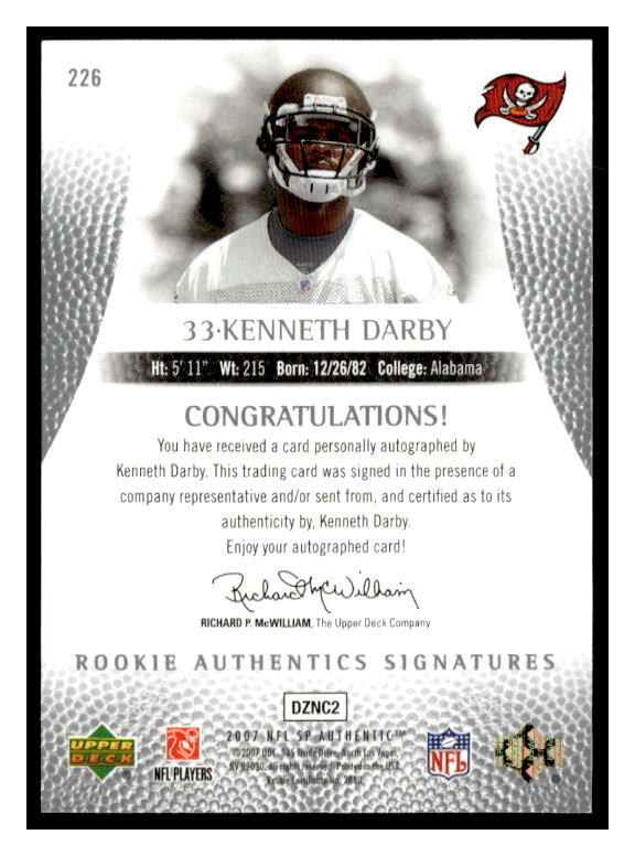 2007 SP Authentic #226 Kenneth Darby #/1199 AUTOGRAPH | eBay