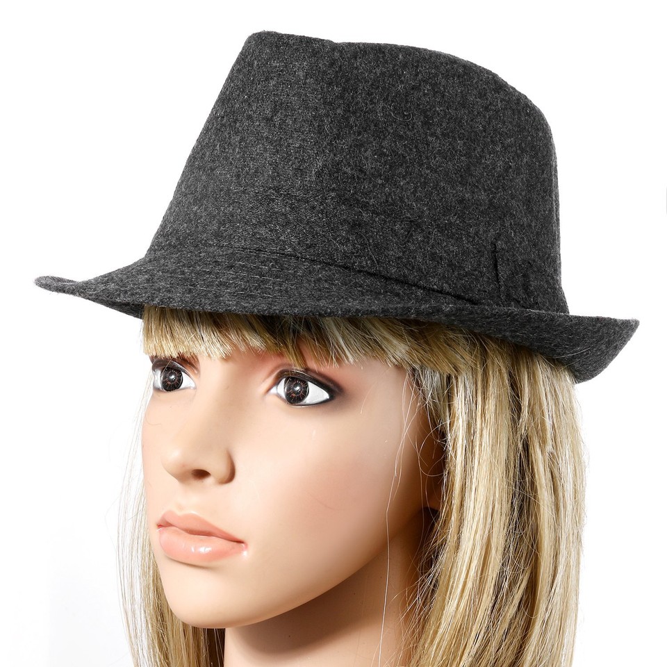 Men's Women's Classic Thick Short Brim Manhattan Gangster Trilby Cap ...