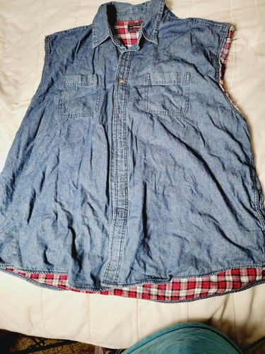 VINTAGE Wrangler Rugged Wear Jean Jacket 2XL Blue Denim Sleeveless The ...