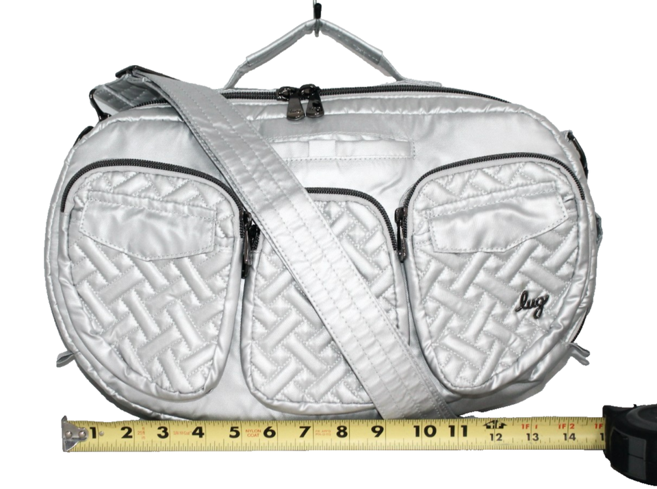 LUG Railcar RFID Crossbody Bag Metallic Silver Polyester Lightweight ...
