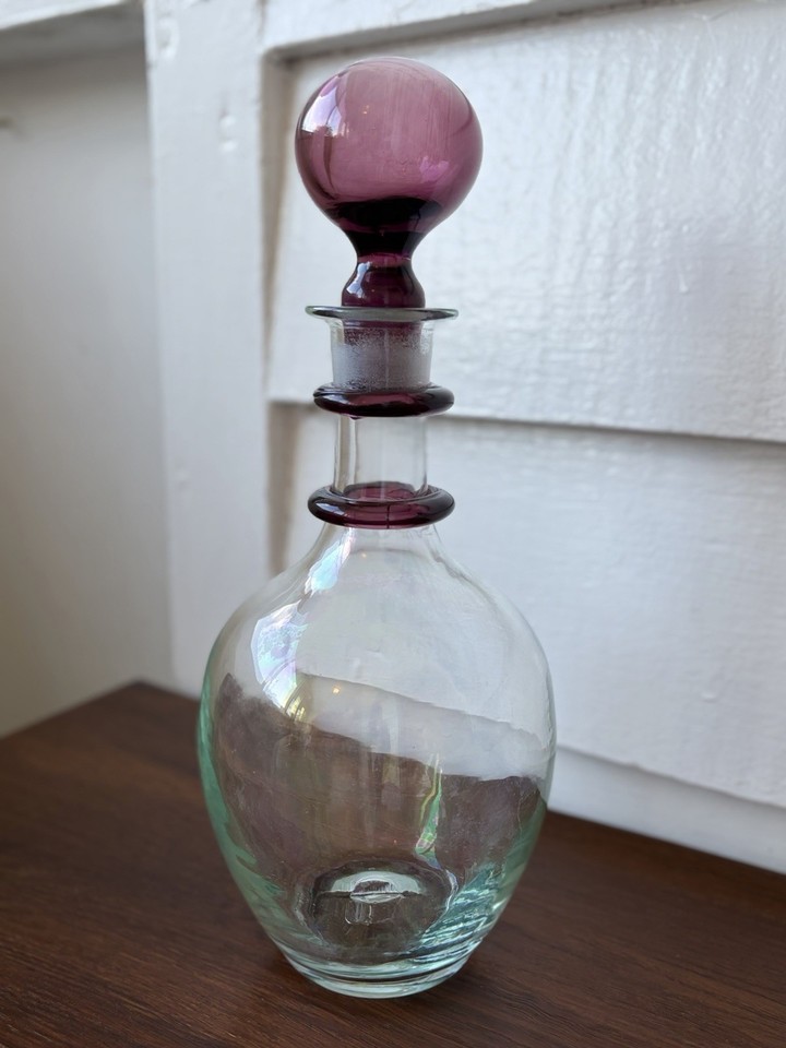 Early Vintage Blenko Pre-designer Amethyst Ring Decanter W/ Stopper ...