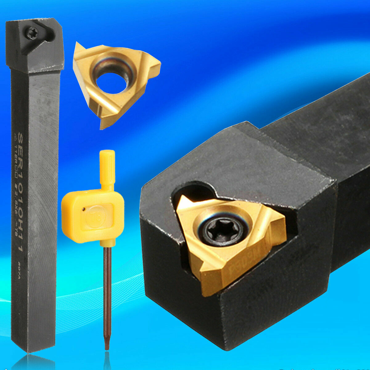 100mm SER1010H11 Lathe Threading Turning Tool Holde +11ER 1/4''AG60 ...