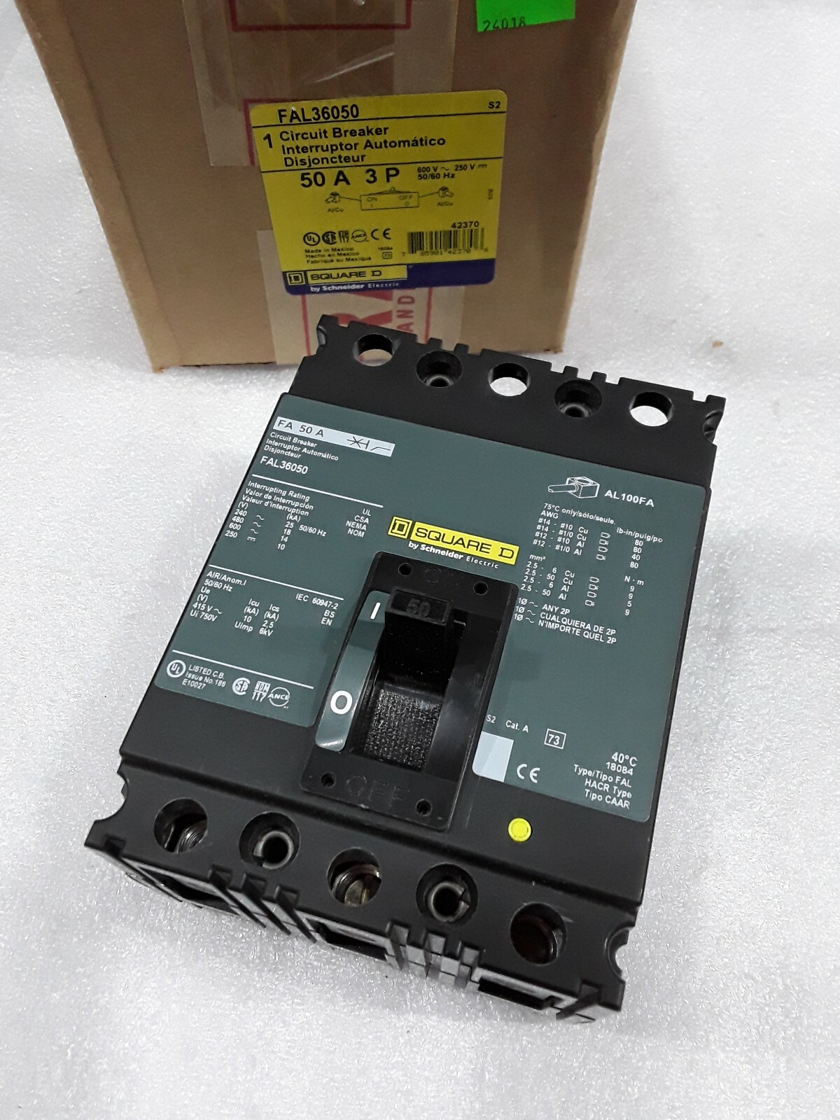 FAL36050 SQUARE D 3POLE 50AMP 600V CIRCUIT BREAKER NEW | eBay