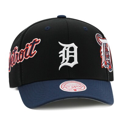 Mitchell & Ness Detroit Tigers Pre-Curved Snapback Hat Cap Black | eBay