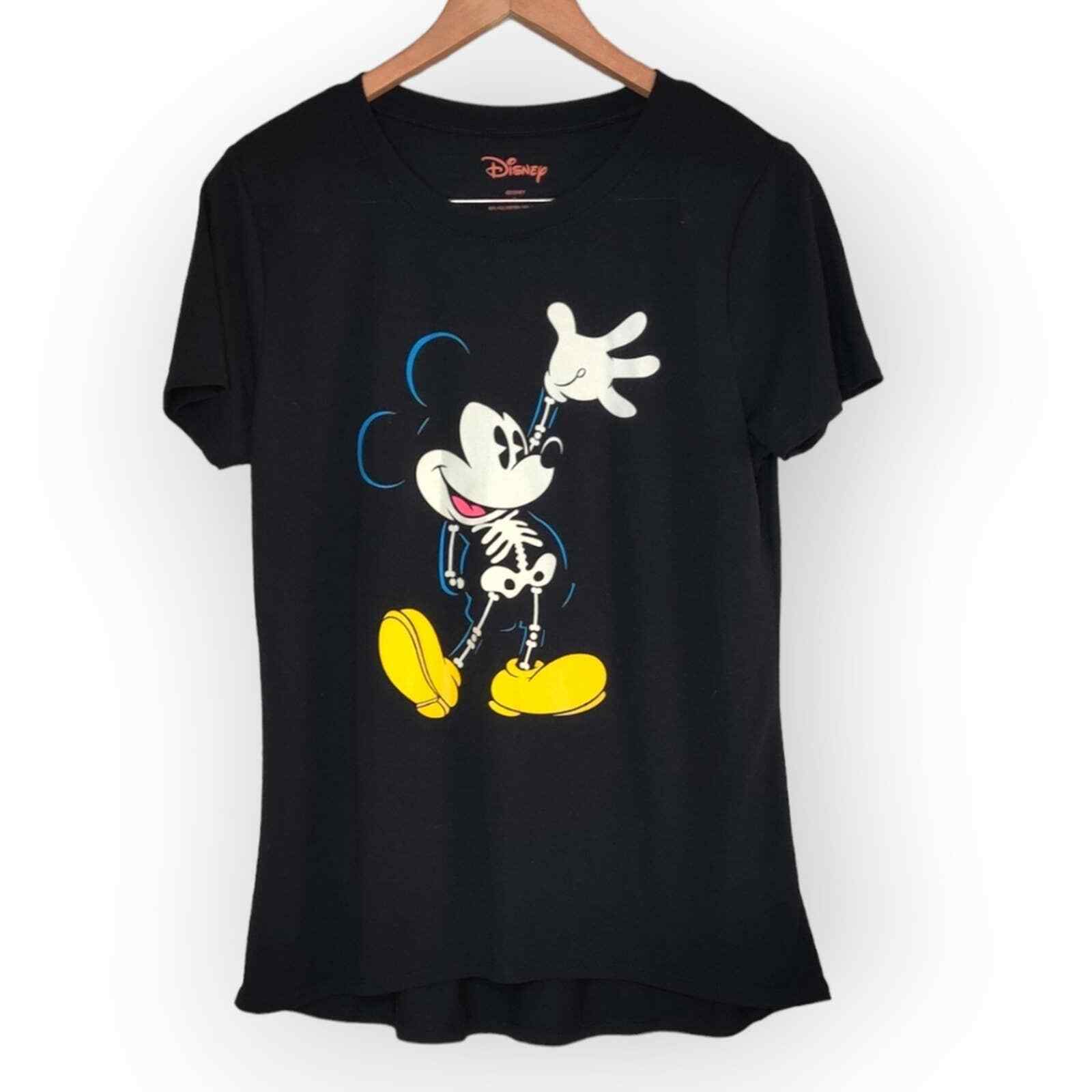 Disney Mickey Mouse Halloween Skeleton X-ray Black T-… - Gem