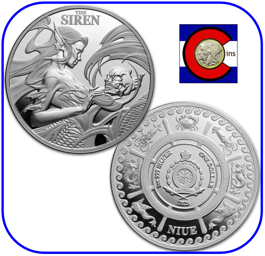 2025 Niue Siren 1 oz Silver $1 Coin in Capsule - Mythical Creatures ...
