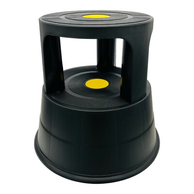 Mobile rolling safety kick step platform stool with spring wheels shop ...