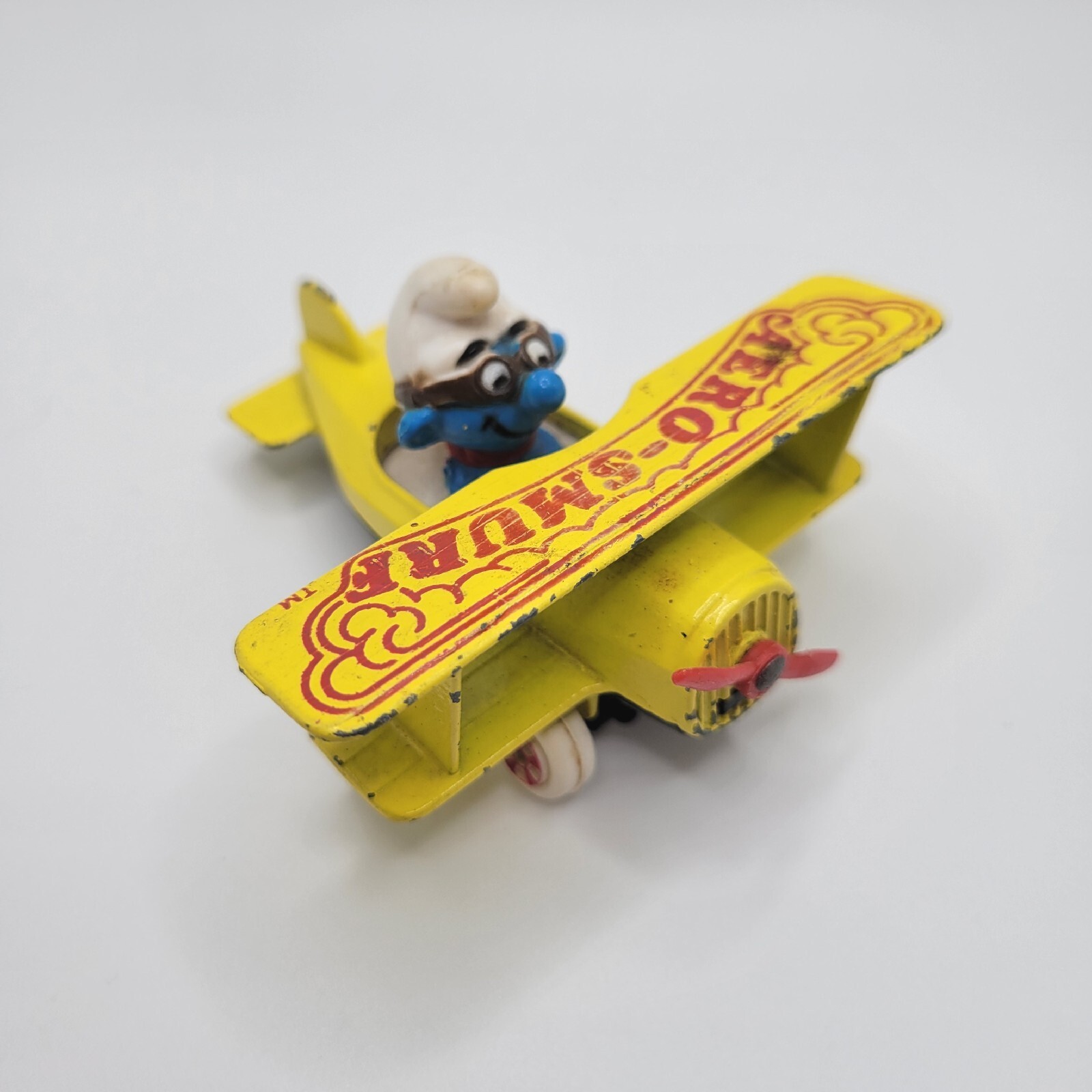 Smurfs Ertl Airplane Aero Smurf Figurine Vintage Die Cast Metal Toy ...