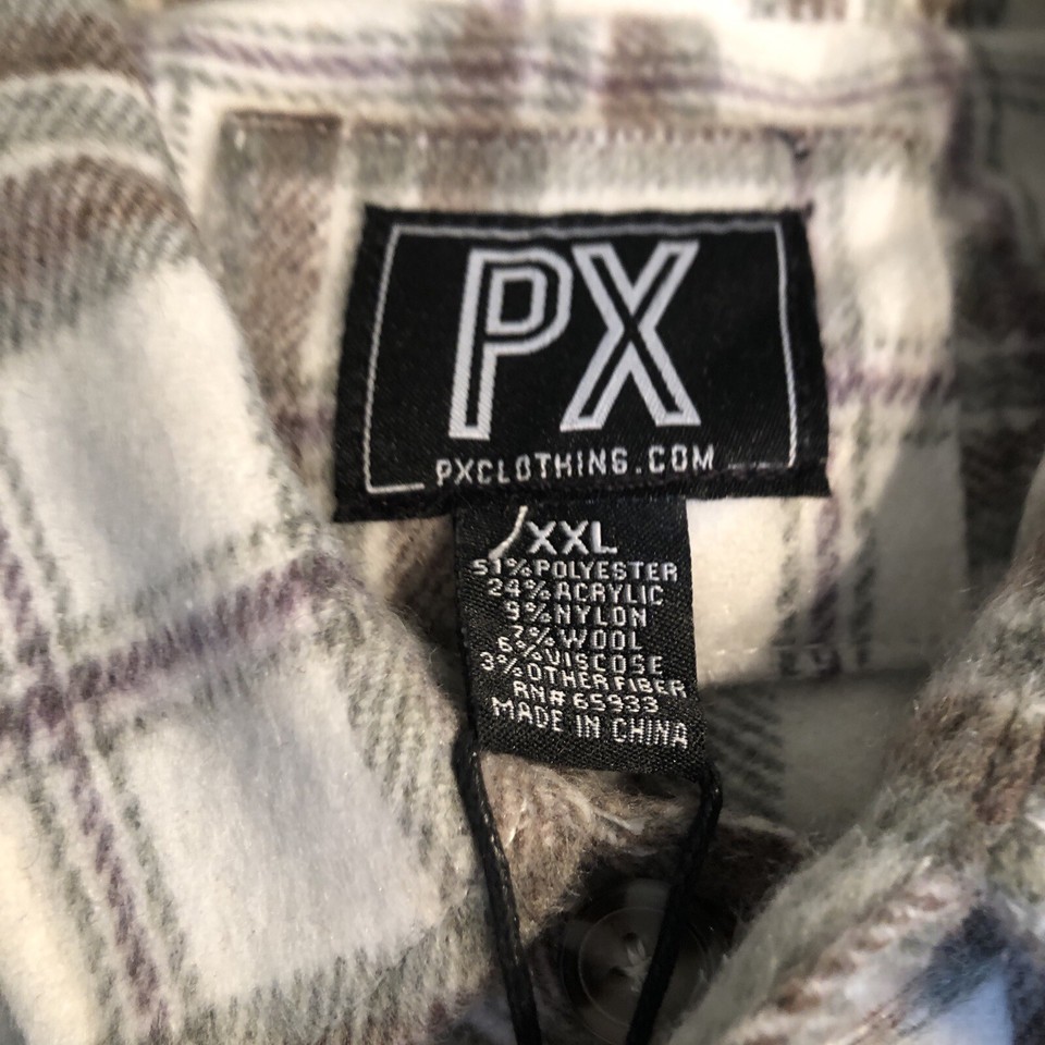 PX Clothing Men's Heavy Plaid Flannel Layering Shirt XXL | eBay