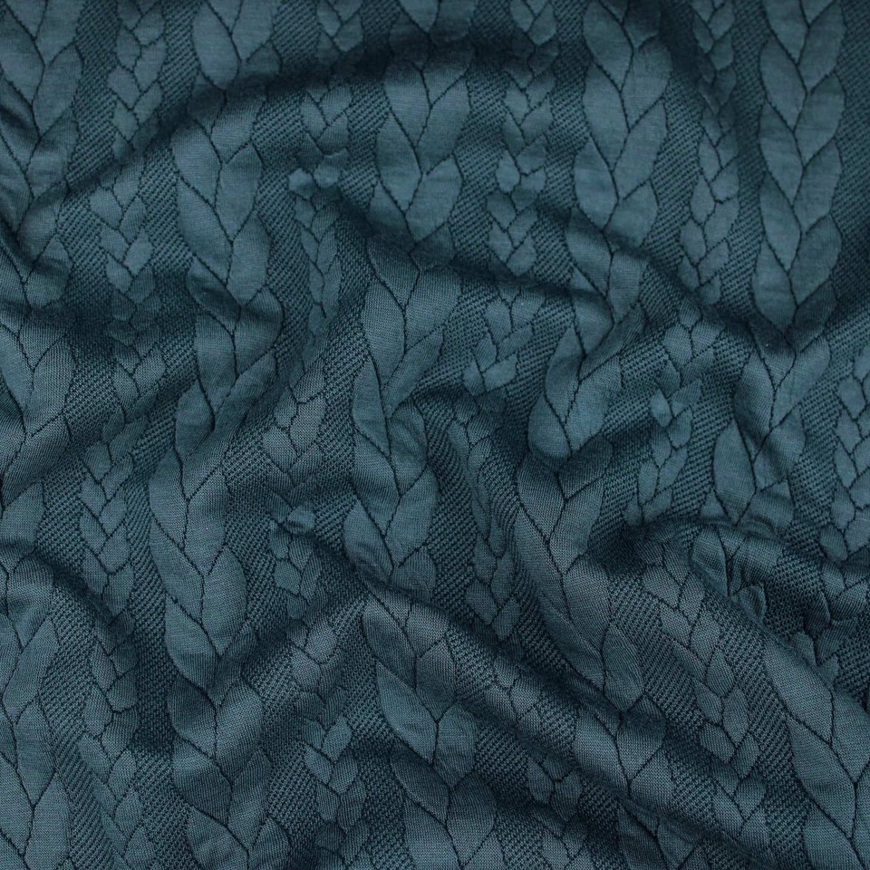 Cable Knit Jacquard Stretch Jersey Ponte Roma Double Braid Pattern ...