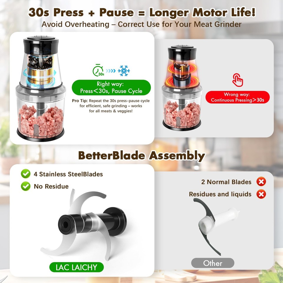 Mini Small Food Processor 4 Cup,Meat Grinder with 2 Bowls,Electric Food ...
