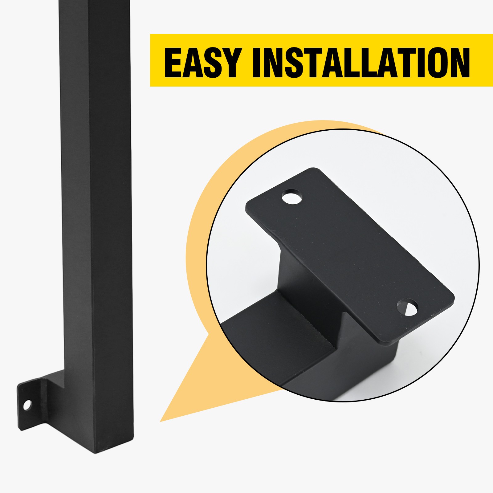 33.4in/85cm 270° Adjustable Metal Black Square Stair Baluster Posts ...