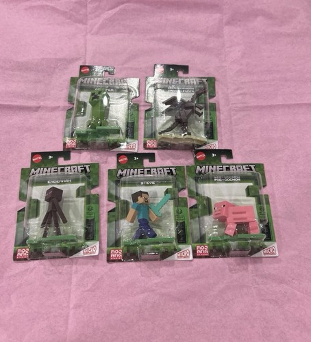 NEW Minecraft SET OF 5 Micro Collection Toys Mini Figures Steve creeper ...