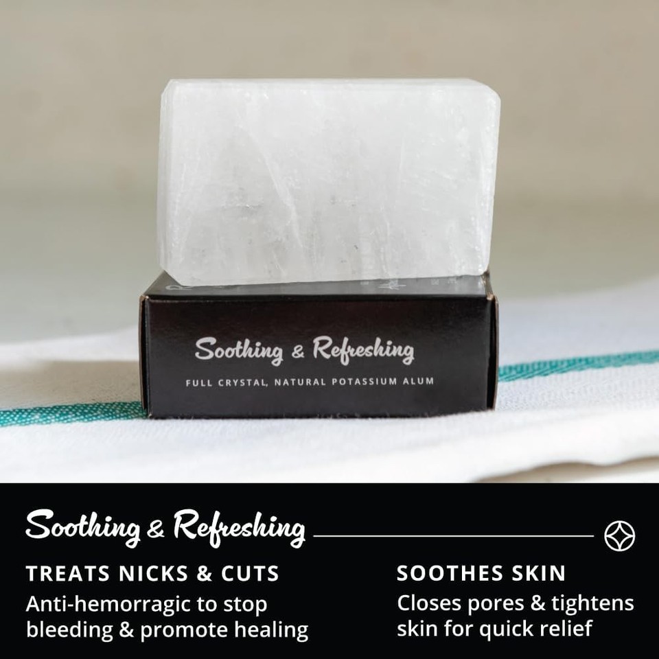 ROYAL SHAVE 100% Natural Alum Block for Men, Skin Soothing Aftershave ...