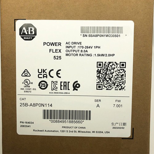 Sealed Allen-Bradley 25B-A8P0N114 PowerFlex 525 1.5KW(2HP) AC Drive | eBay