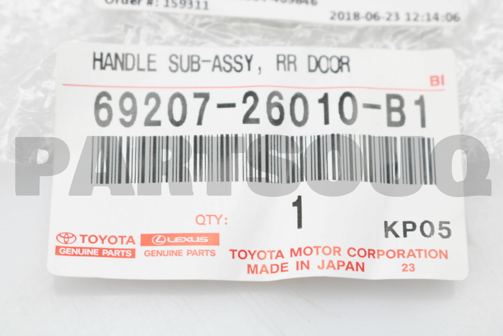 6920726010B1 Genuine Toyota HANDLE SUB-ASSY, REAR DOOR INSIDE, RH 69207 ...