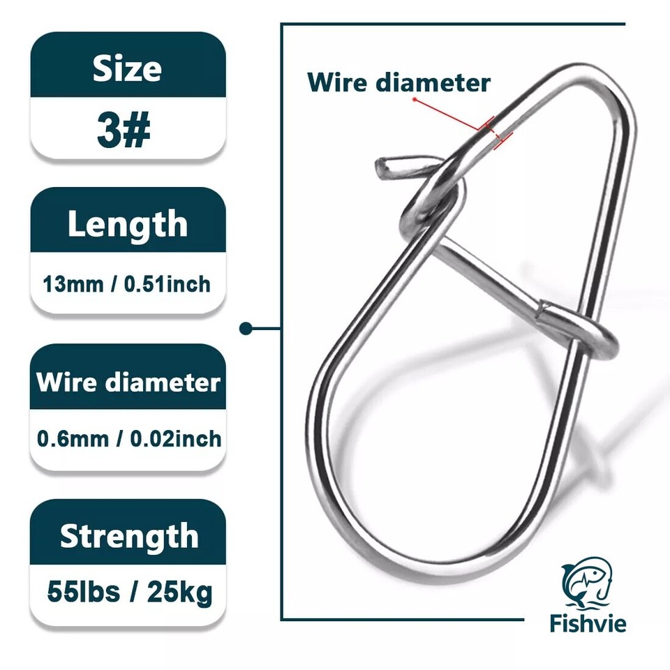 25-100p Crankbait Snaps 15-55lb Fishing Snaps Stainless Duo Lock Lure ...