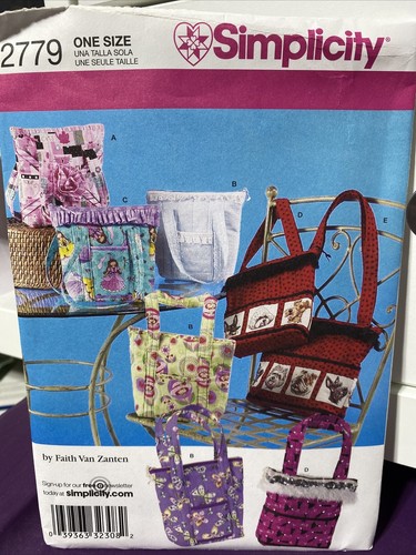 SIMPLICITY 2779 CRAFTS GIRLS CHILD'S BAGS, TOTES IN 5 STYLES PATTERN ...