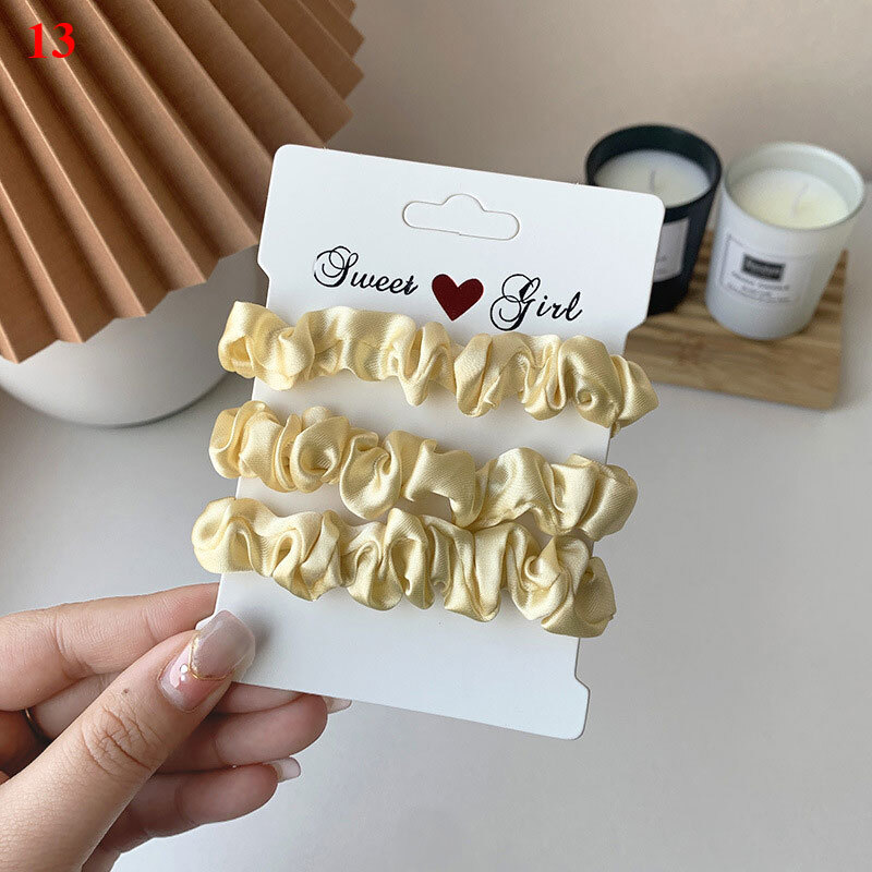 3Pcs/Set Silk Satin Small Scrunchies Ponytail Hair Ties Hair Rope ...