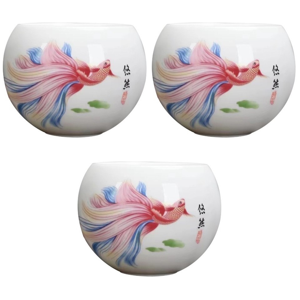 3Pcs Reusable Ceramic Tea Cups White Porcelain Style for Home Use ...