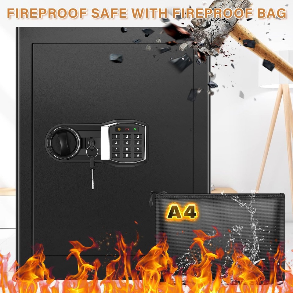 3.3 Cub Home Safe Fireproof Waterproof, Large Fire proof Safe Box with ...