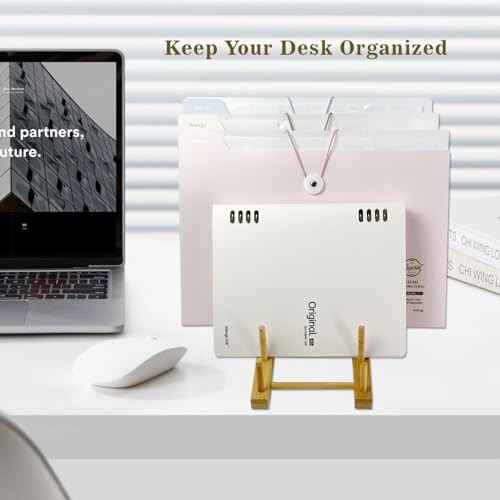 Pack File Organizer for Desk, 5 Slots Small Wood Desktop Bookshelf ...