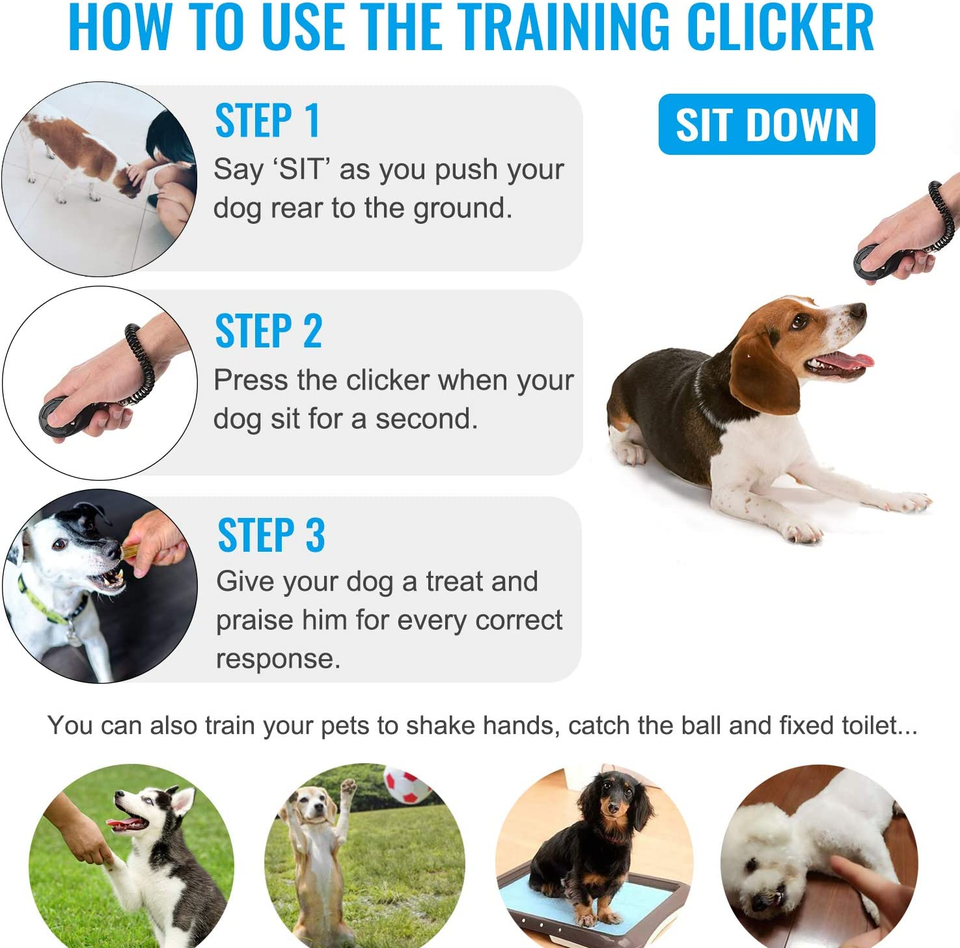 Dog Clickers, [2 PCS] Dog Training Clickers with Wrist Strap ...