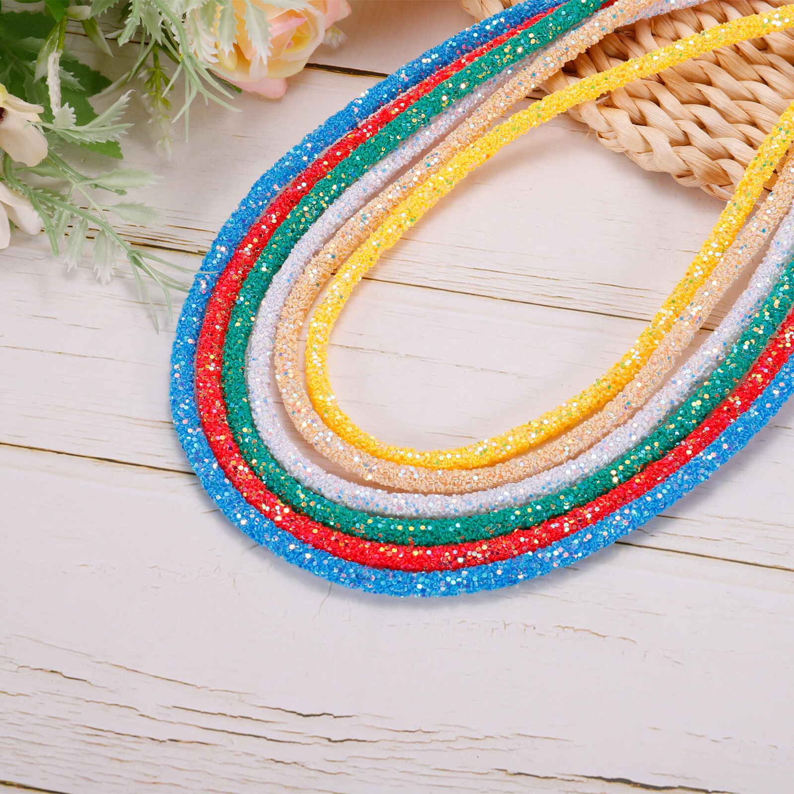 5 Yard 6mm Glitter Sequins Rope Sequins Rhinestone Cord Clear White | eBay