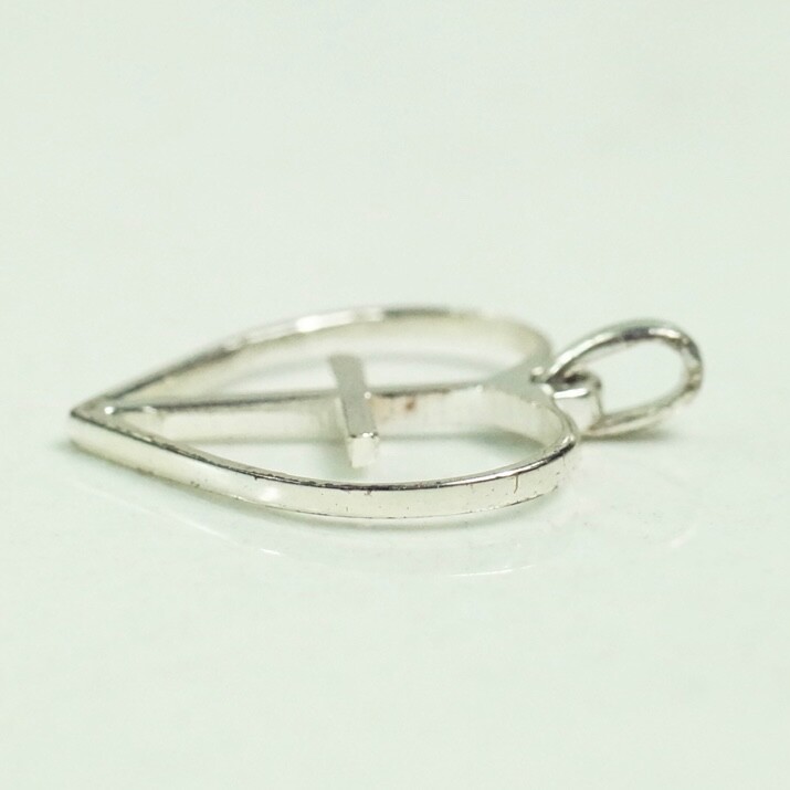Sterling Silver Simple Cross In Heart Pendant Thailand | eBay