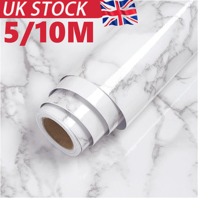 5/10M Marble Sticky Back Film Vinyl Self Adhesive Wallpaper Worktop ...