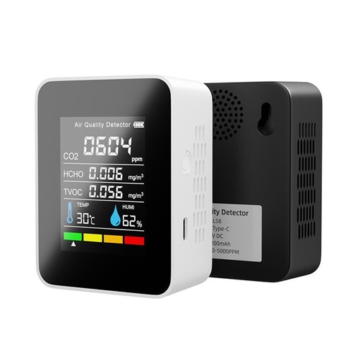 5 in 1 CO2 Meter Digital Temperature Humidity Sensor TVOC HCHO Detector ...