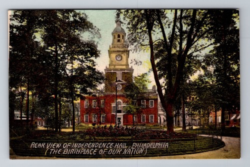Philadelphia PA-Pennsylvania, Rear Independence Hall, Clock, Vintage ...