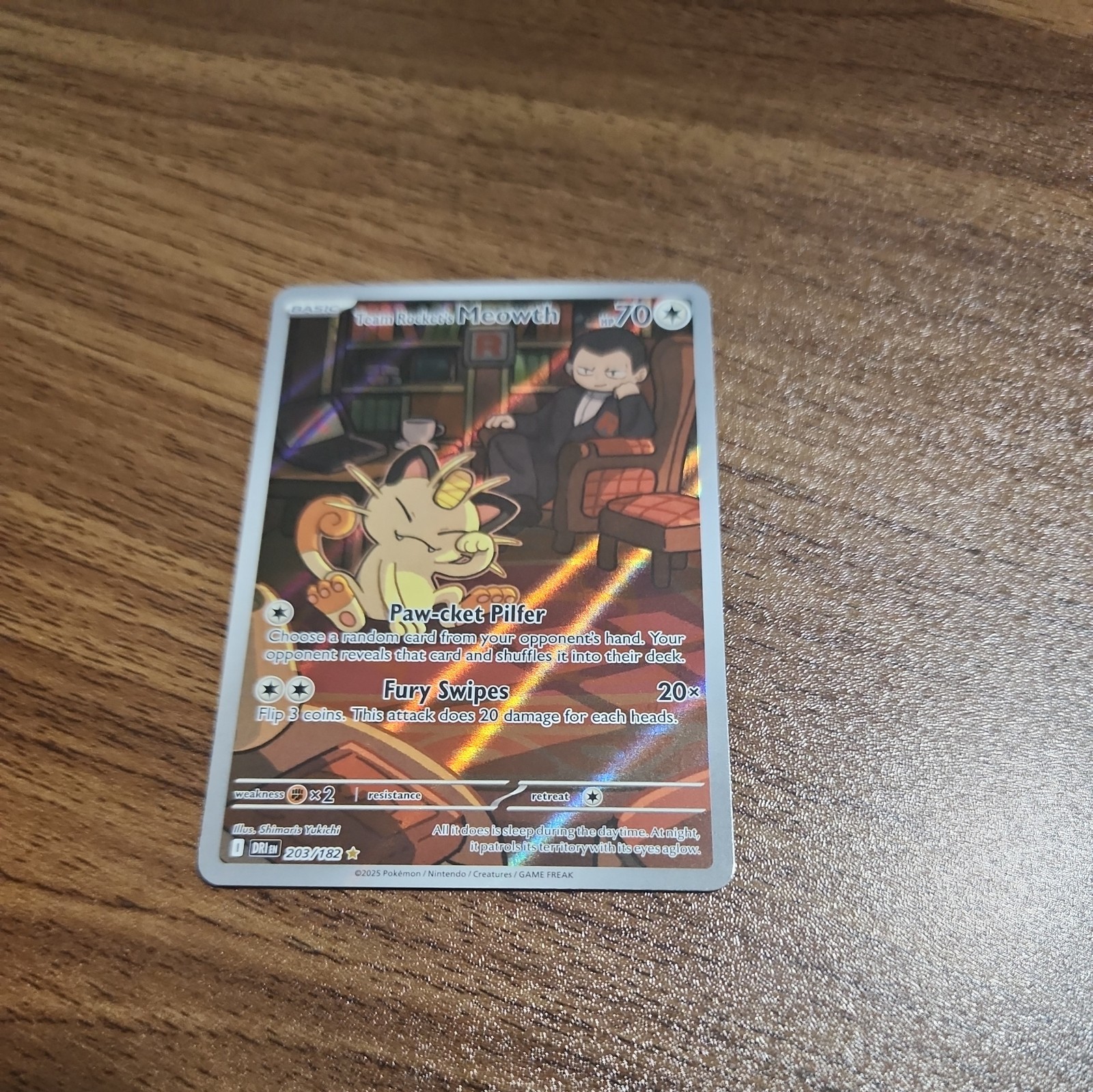 Team Rocket's Meowth 203/182 Illustration Rare Destined Rivals NM ...