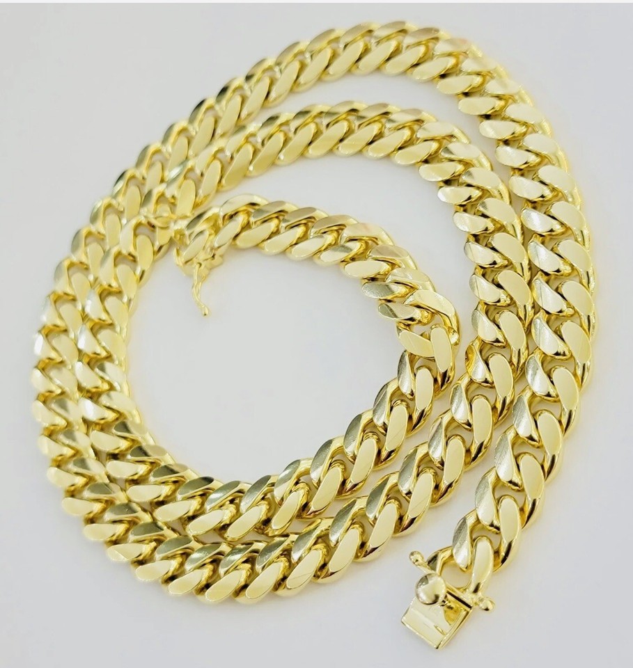 Real 14k Solid Yellow Gold 9mm Miami Cuban Link Chain 24” Necklace 112 ...