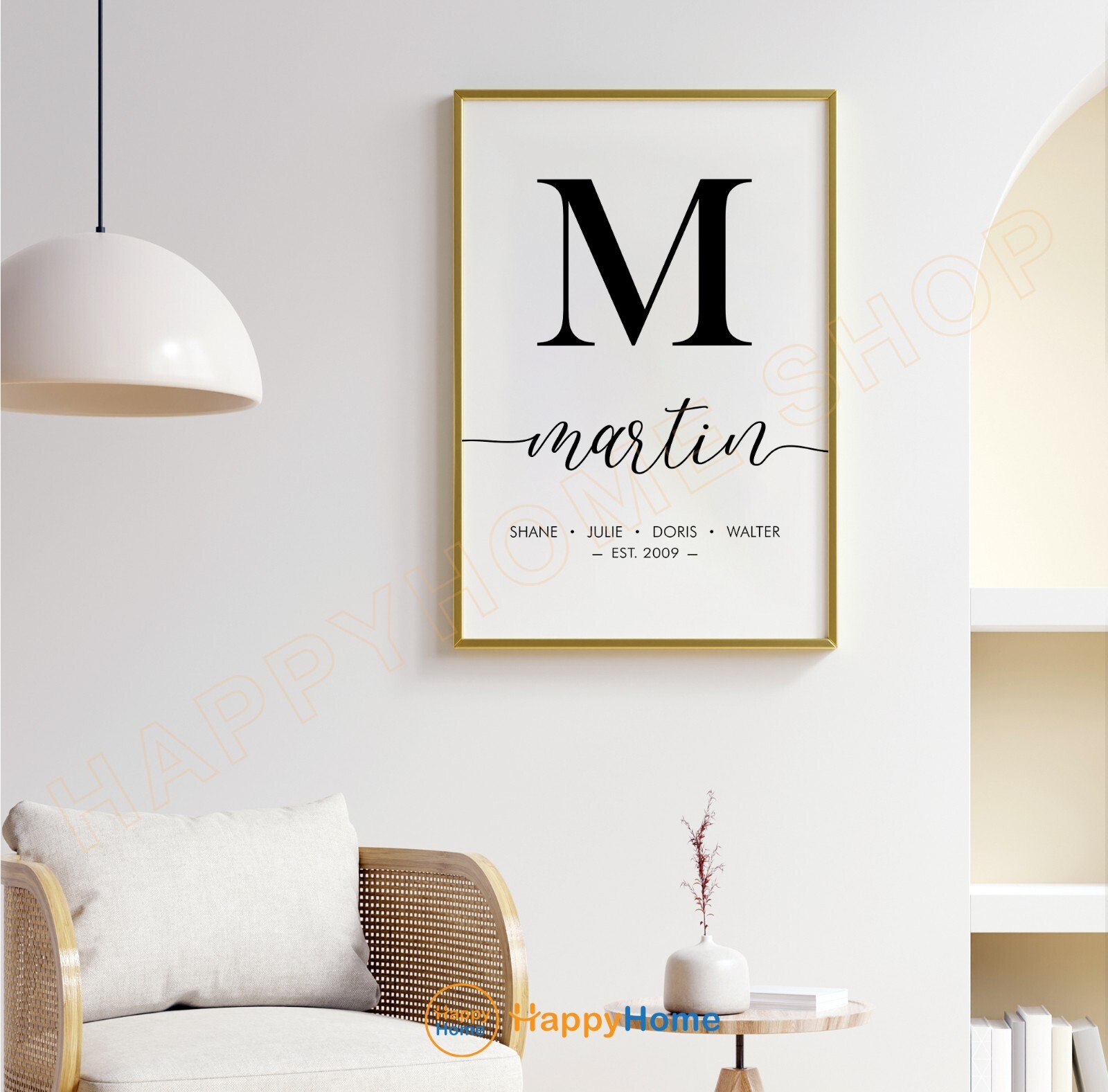 Personalized Family Name Sign Custom Established Monogram Print Room ...