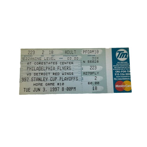 1997 Detroit Red Wings Ticket Stub Stanley Cup Finals Game 2 Vs Flyers ...