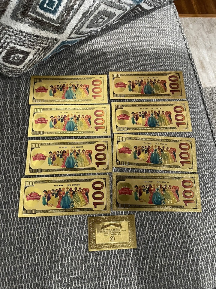 24k Gold Foil Plated Disney Princess Banknote Set Disney Collectible | eBay