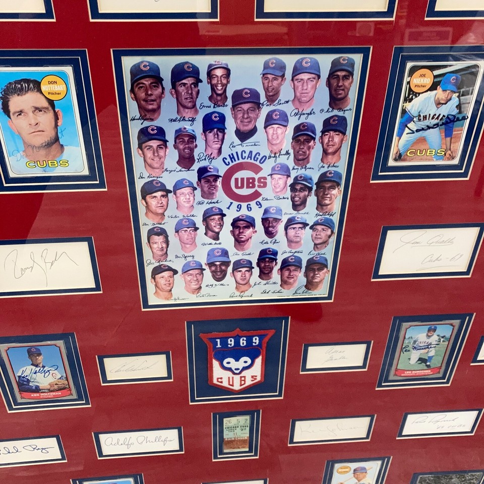 Beautiful 1969 Chicago Cubs Team Signed Framed Display 40 Signatures ...