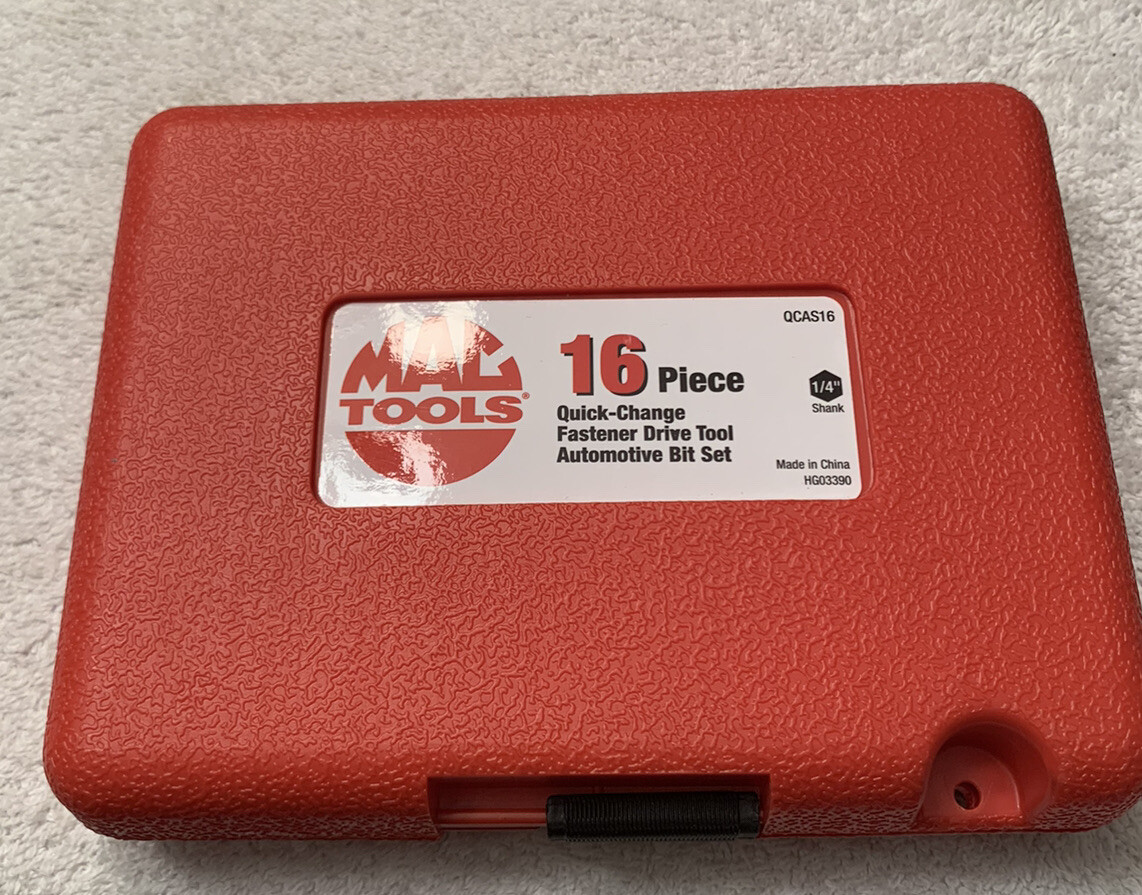Mac Tools 16 Pc Quick Change Fastener Drive Tool Automotive Bit Set 1/4 ...