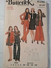 70s Vintage Butterick Sewing Pattern 3029 Dress Blouse Jacket Wide Leg ...
