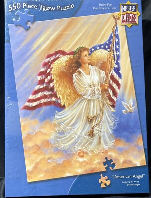 Master Pieces American Angel 550 Piece Jigsaw Puzzle USA Flag 18"x24 ...