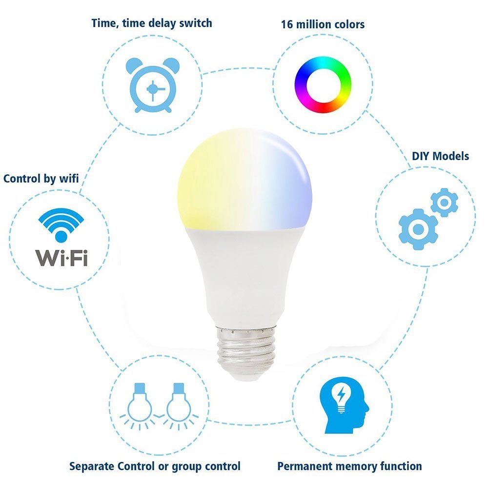Wifi Smart RGB LED Light Bulb A21 For Home App Remote XGH | eBay
