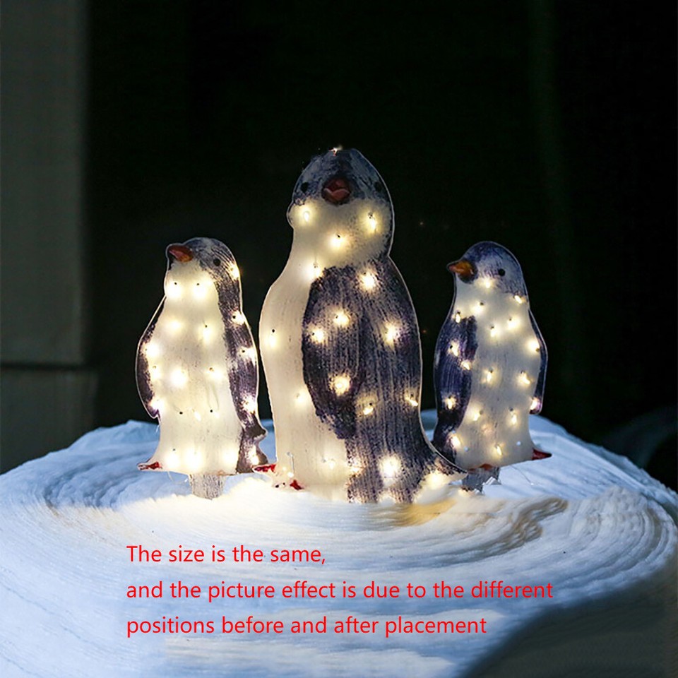 3PCS LED Light Up Acrylic Penguins Decor For Christmas Yard Outdoor ...