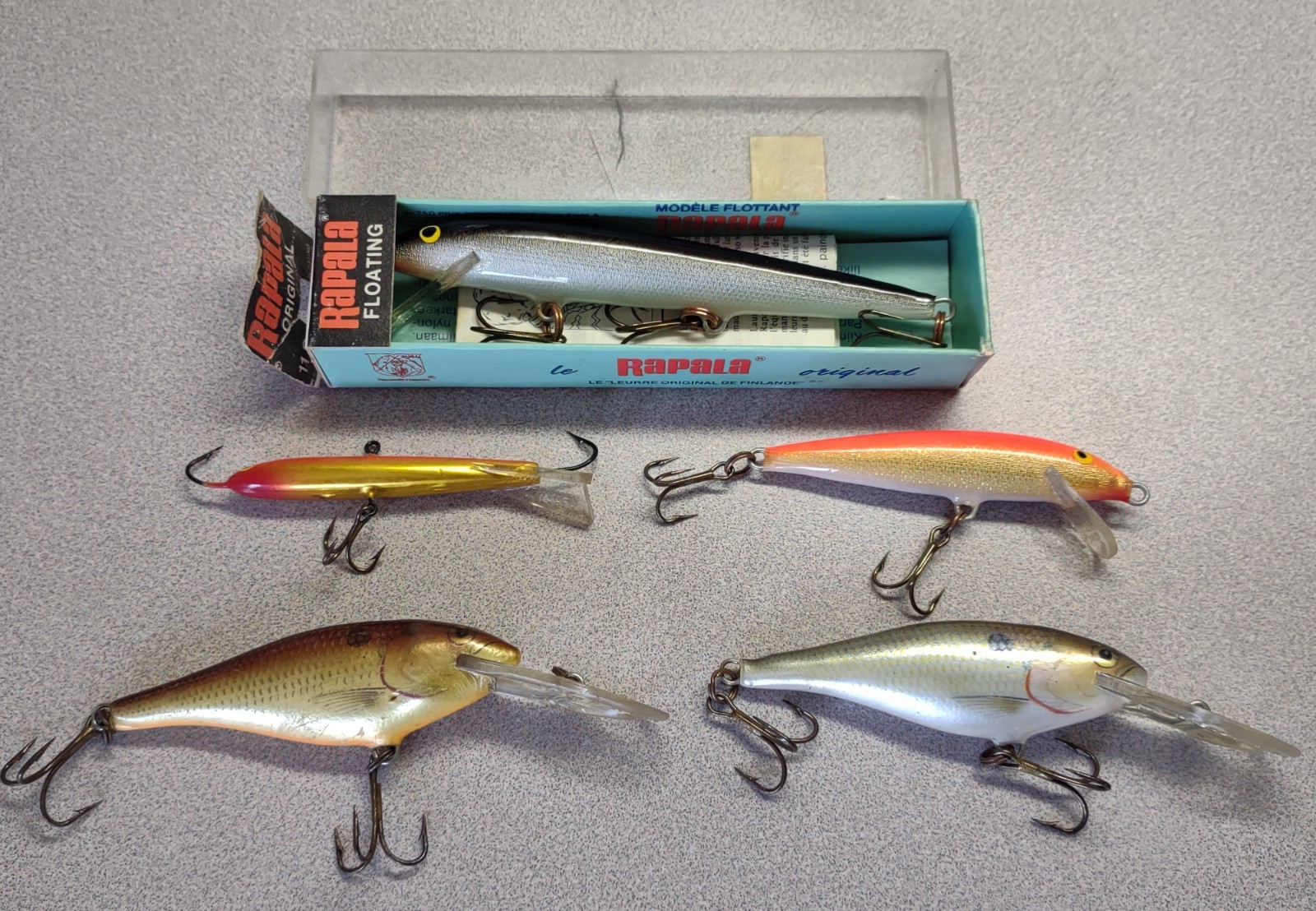 5 RAPALA Fishing Lures-2 Deep Runners-1 Jigging Rap-Silver Floater NOS ...