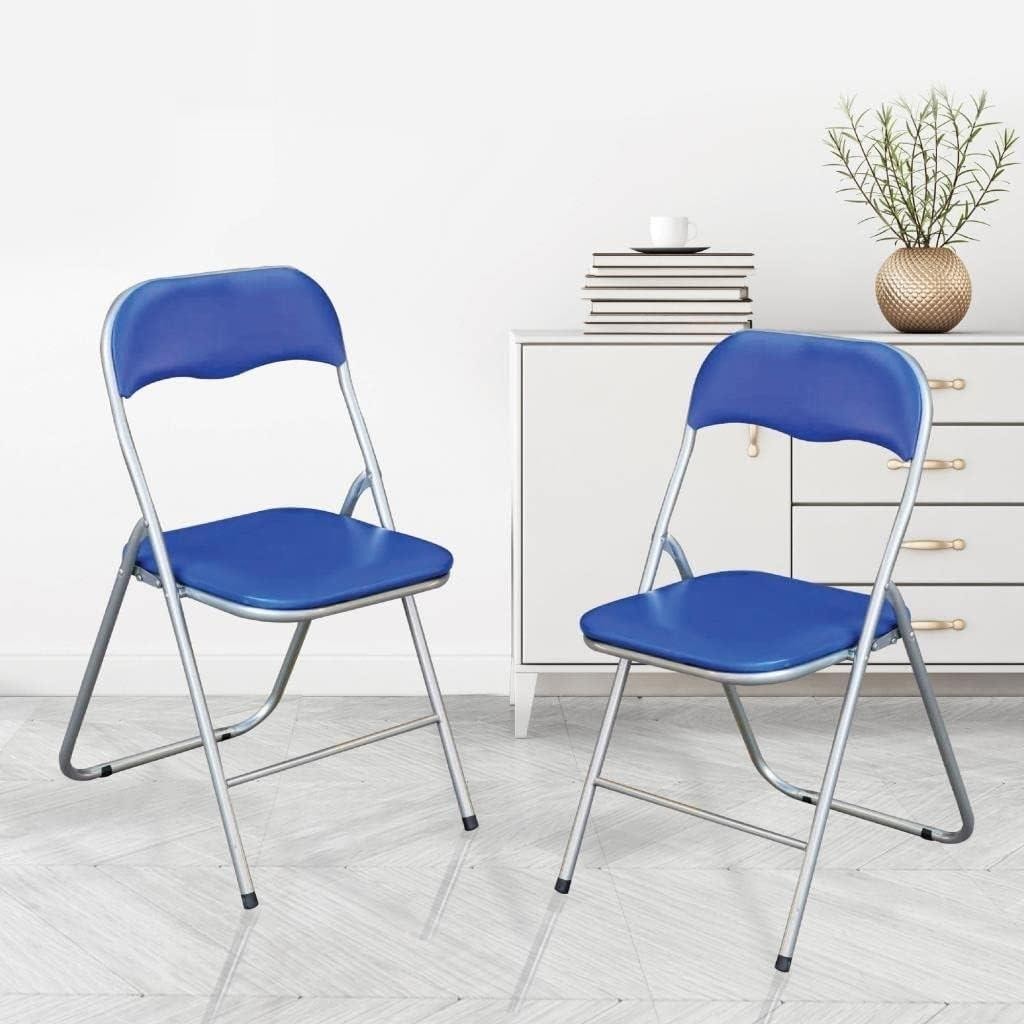 BLUE FOLDING CHAIR DURABLE SOFT COMFORTABLE SPACE SAVING LIGHTWEIGHT ...