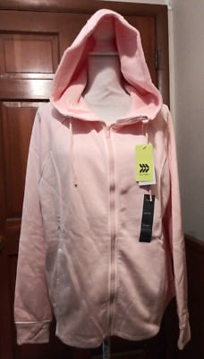 All in Motion Size L Fleece Full Zip pink Hoodie Thumbholes Pockets ...