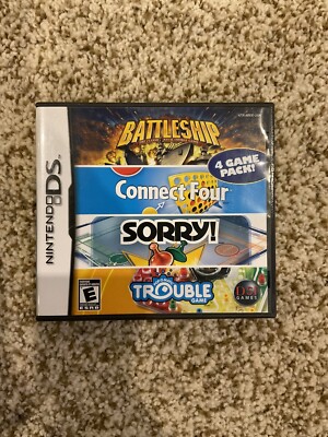 Nintendo DS 4 Game Pack Battleship Connect Four Sorry Trouble Complete ...