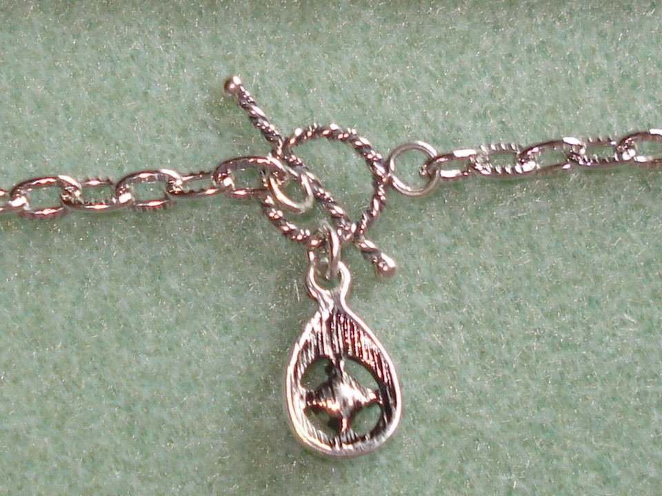 18" SP Textured Chain Choker with Sterling Toggle on Rhinestone ...