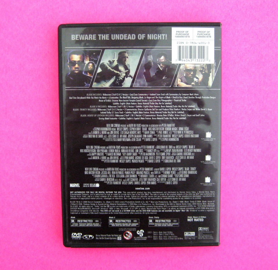 BLADE (4 Film DVD Collection) Wesley Snipes, Blade II, Trinity, House ...